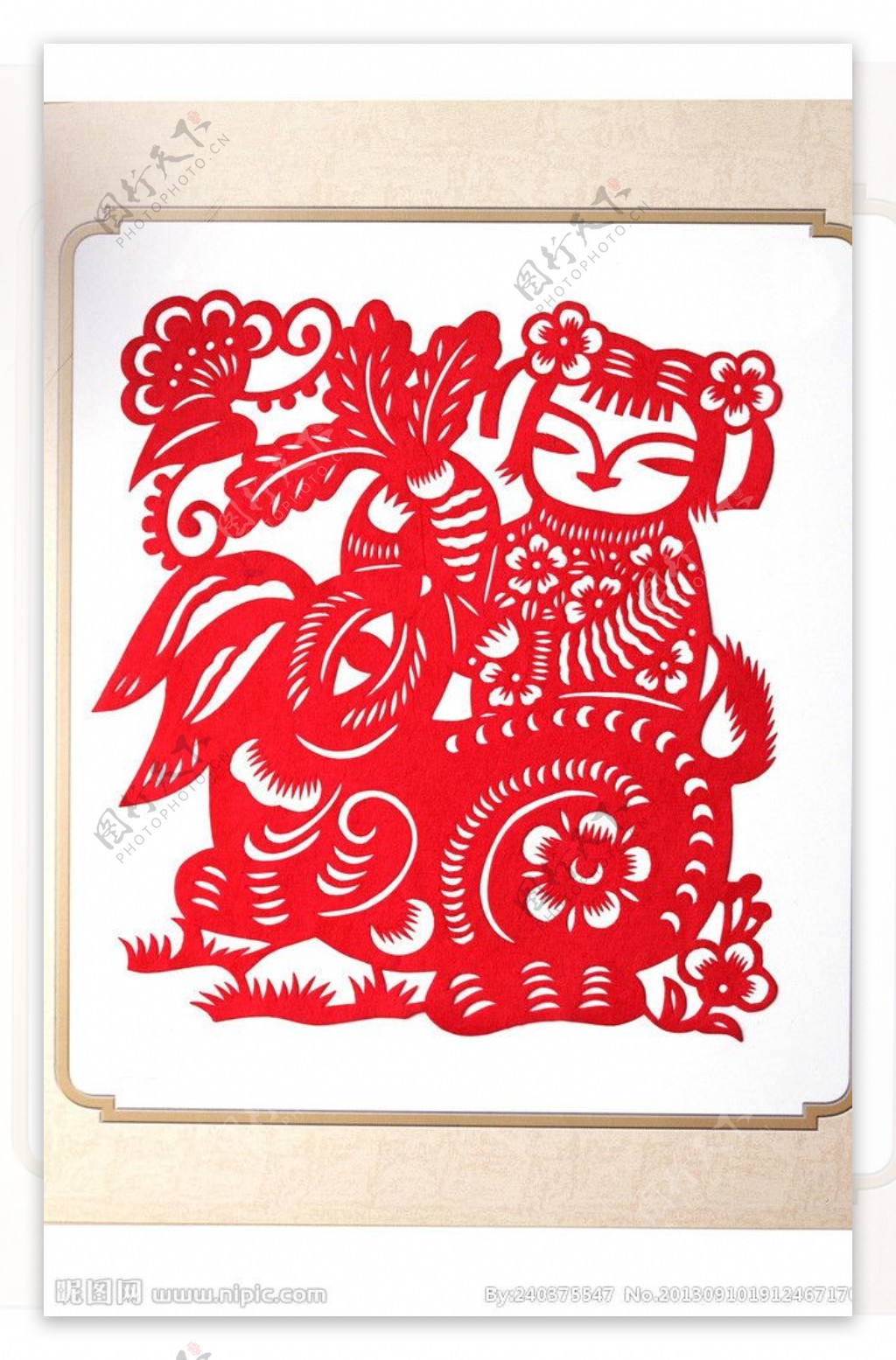 剪纸兔图片素材-编号10246142-图行天下