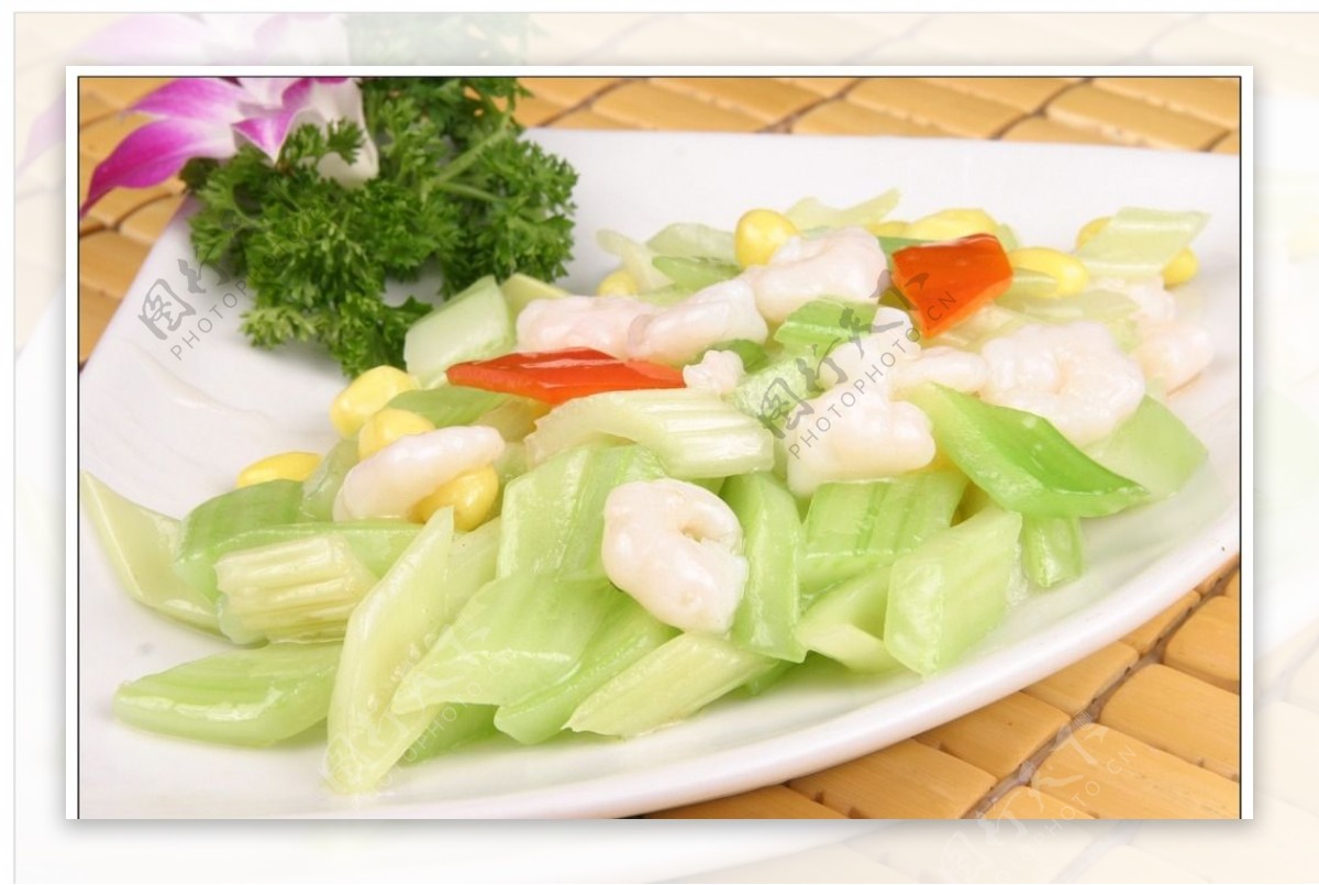 西芹百果虾仁图片素材-编号12335672-图行天下