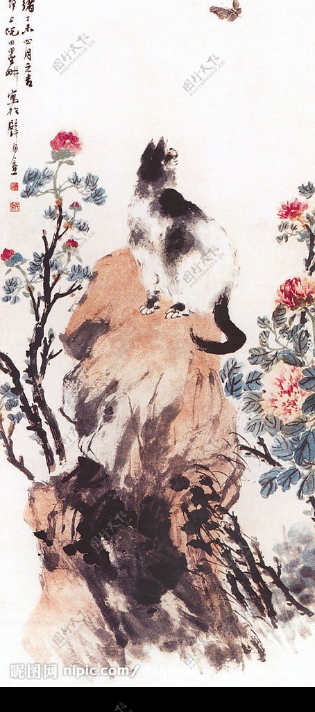 国画猫花猫图片素材-编号12567372-图行天下
