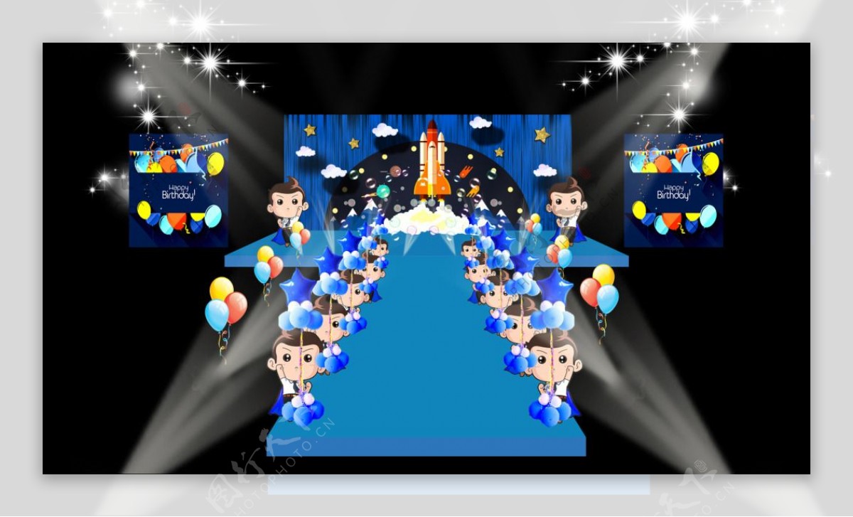 火箭超人生日派对效果图图片素材-编号29551572-图行天下