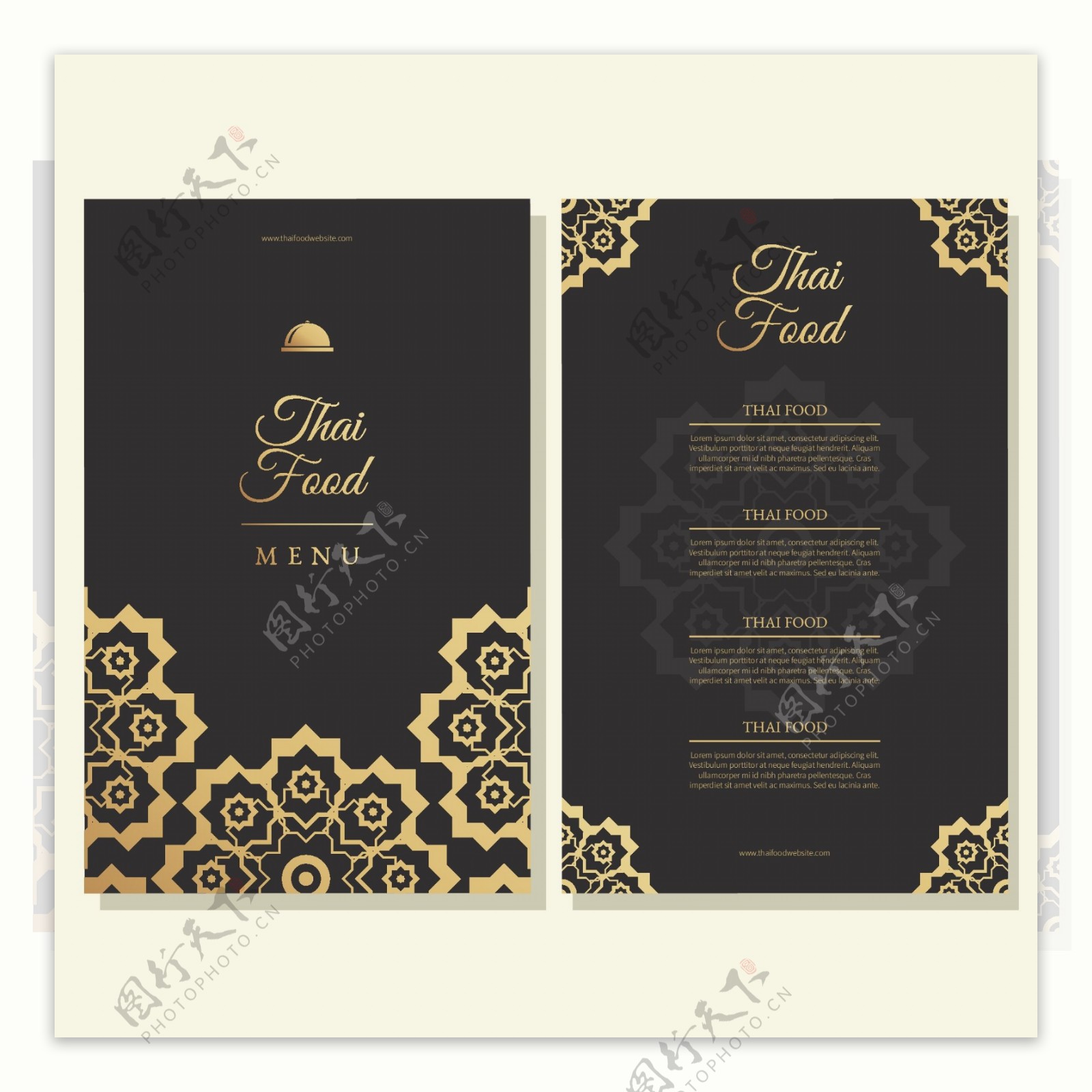 金色花纹高端欧式菜单设计图片素材-编号29680142-图行天下