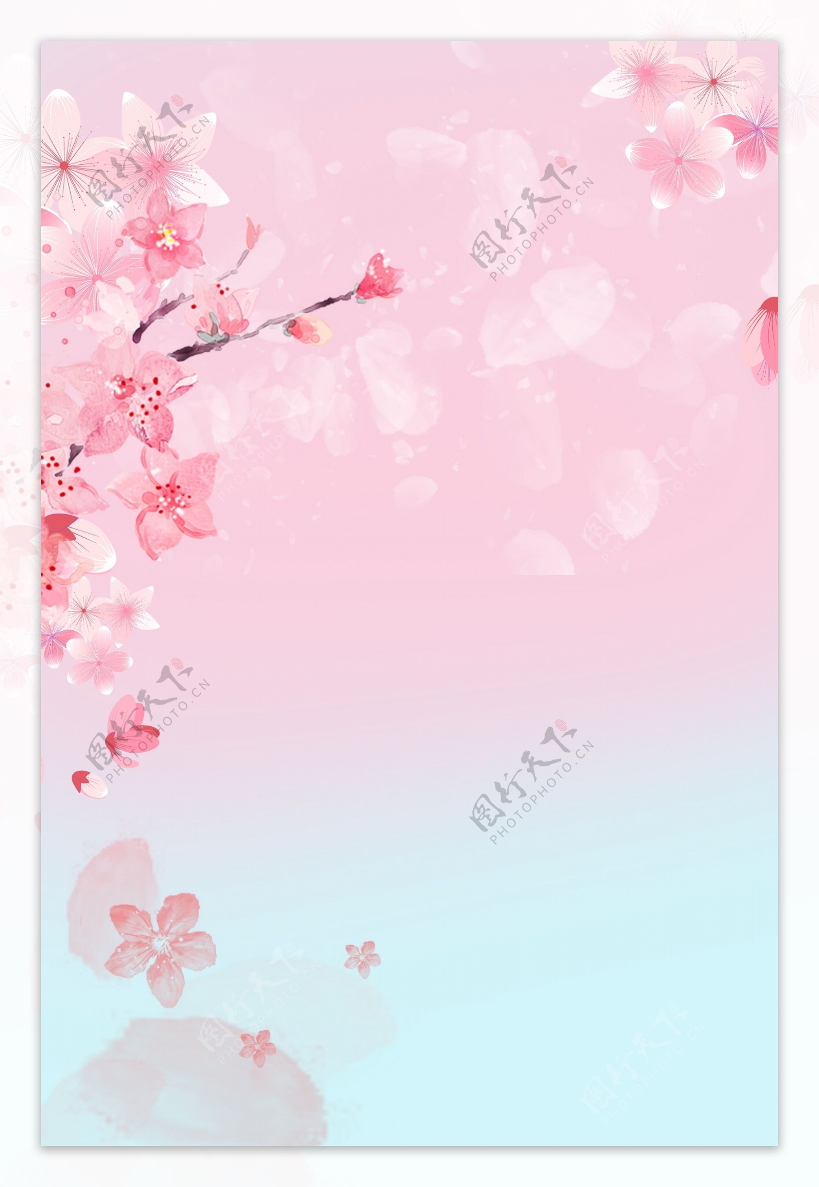 粉色浪漫樱花季海报背景图片素材-编号32414922-图行天下