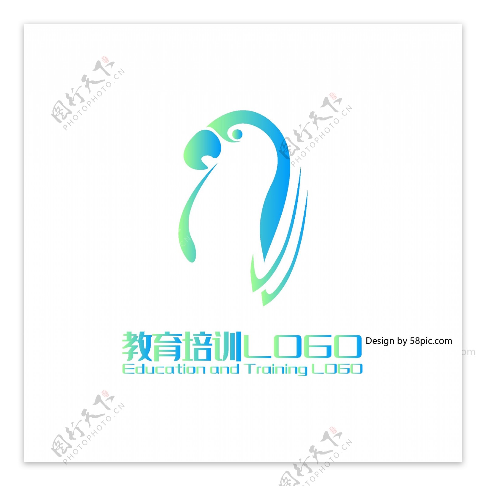原创手绘插画鹦鹉培训班教育LOGO标志图片素材-编号32761502-图行天下
