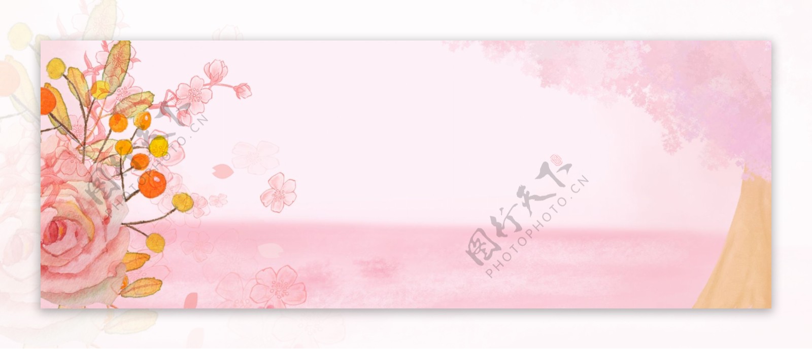 粉色情人节温馨banner图片_Banner背景_背景底纹-图行天下素材网