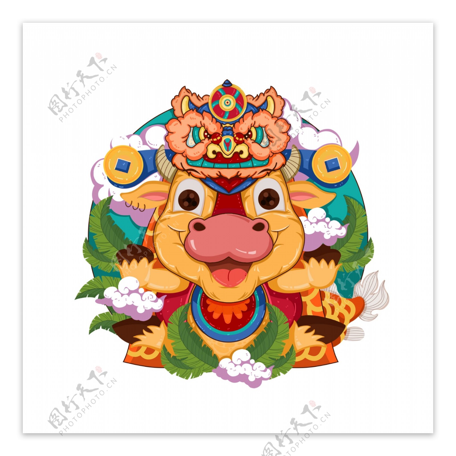 卡通牛形象图片素材-编号39555492-图行天下